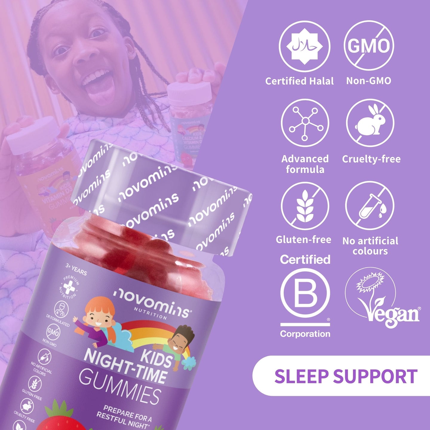 Shop Kids Sleep Gummies Online | Vegan-Certified – Novomins Nutrition