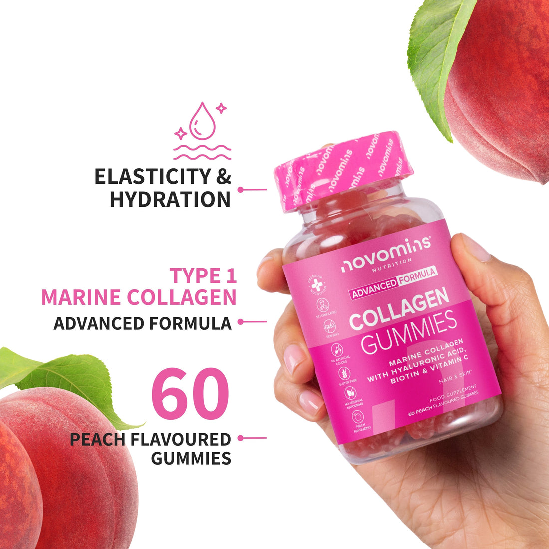 Collagen Gummies | Collagen Skin Supplement | 60 Gummies – Novomins ...